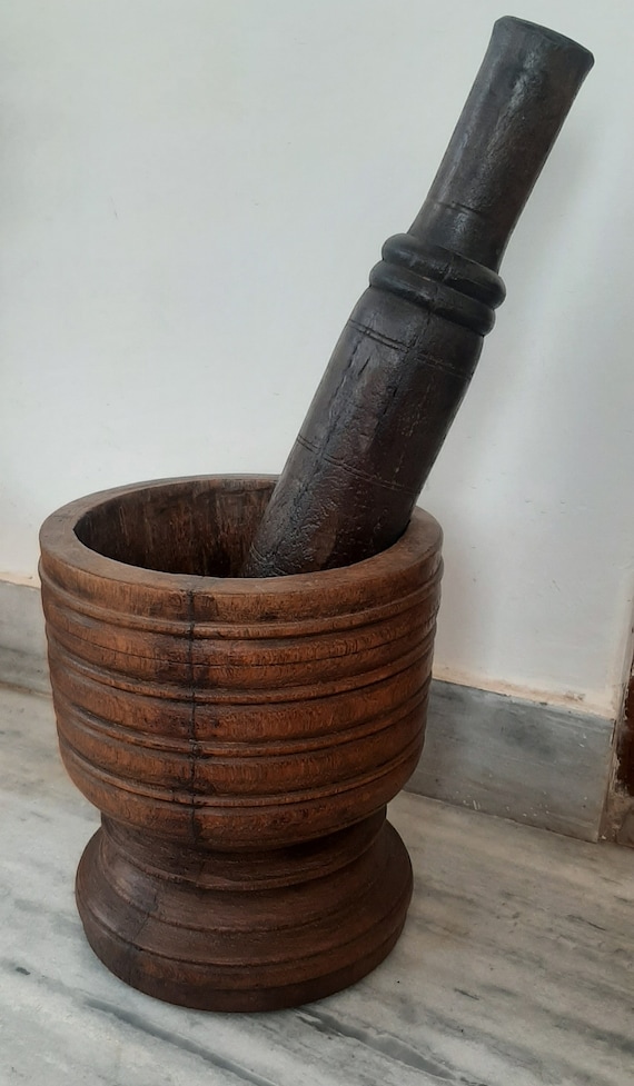Hand Carved Antique Wooden Pestle and Mortar/indian - Etsy