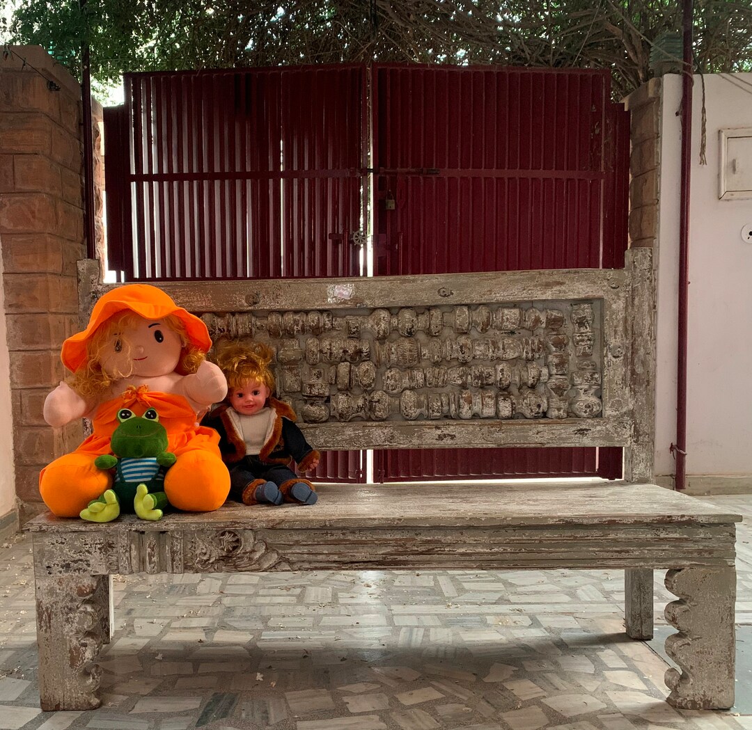 Hand Painted Wooden Bench/old Garden Bench/heavy - Etsy