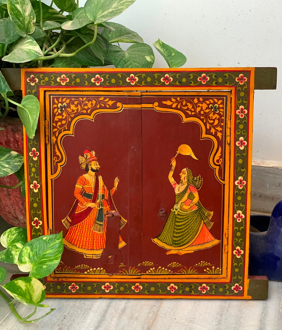 Antique Painted Indian Jharokha Window: Royal King Wall Hanging - Etsy