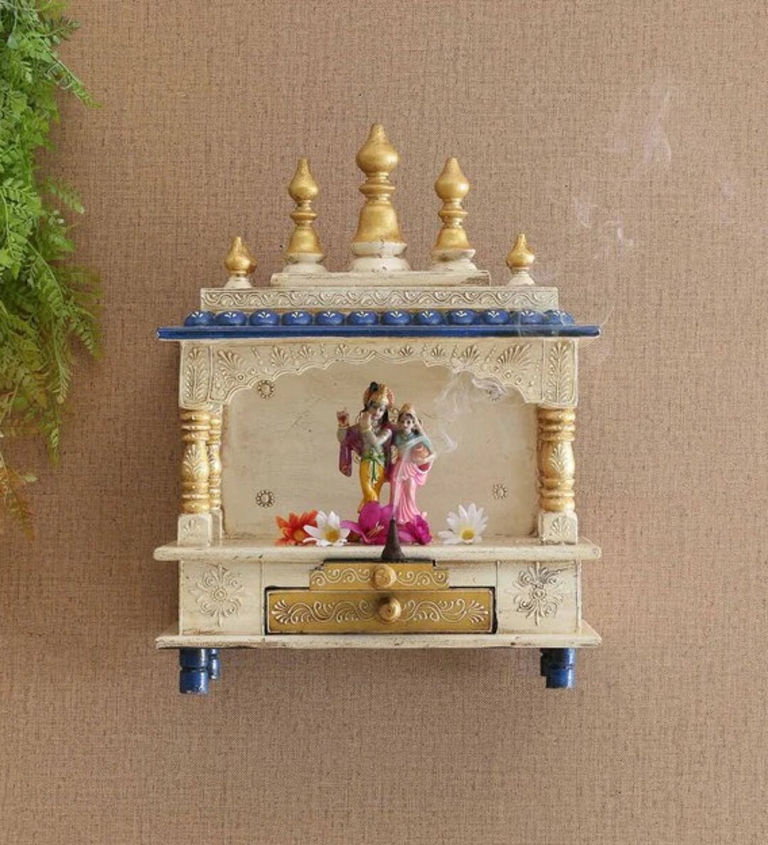 Antique Finish Wooden Mandir Shrine/indian Pooja Ghar/religious Shrine ...