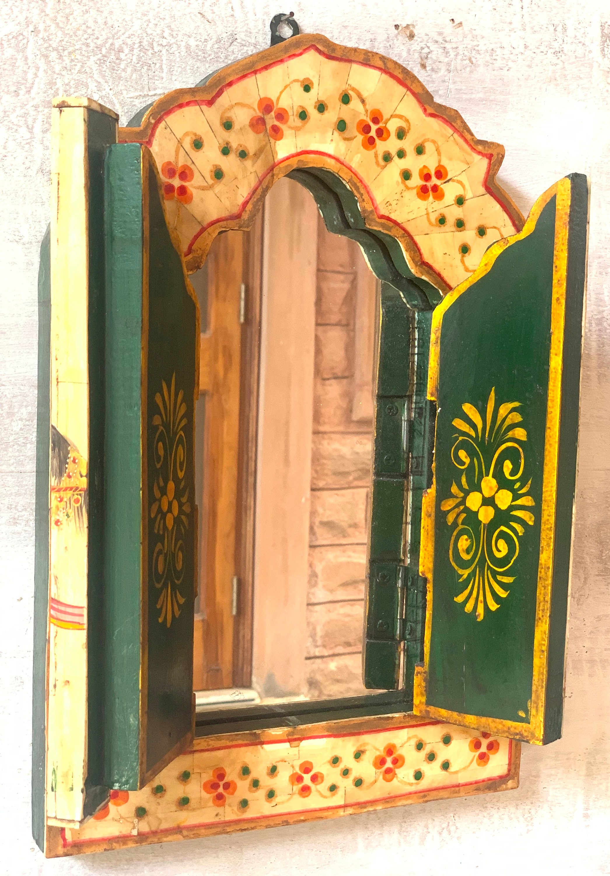 Handmade Carved Wooden Inlay Window: Painted Indian King Decor - Etsy
