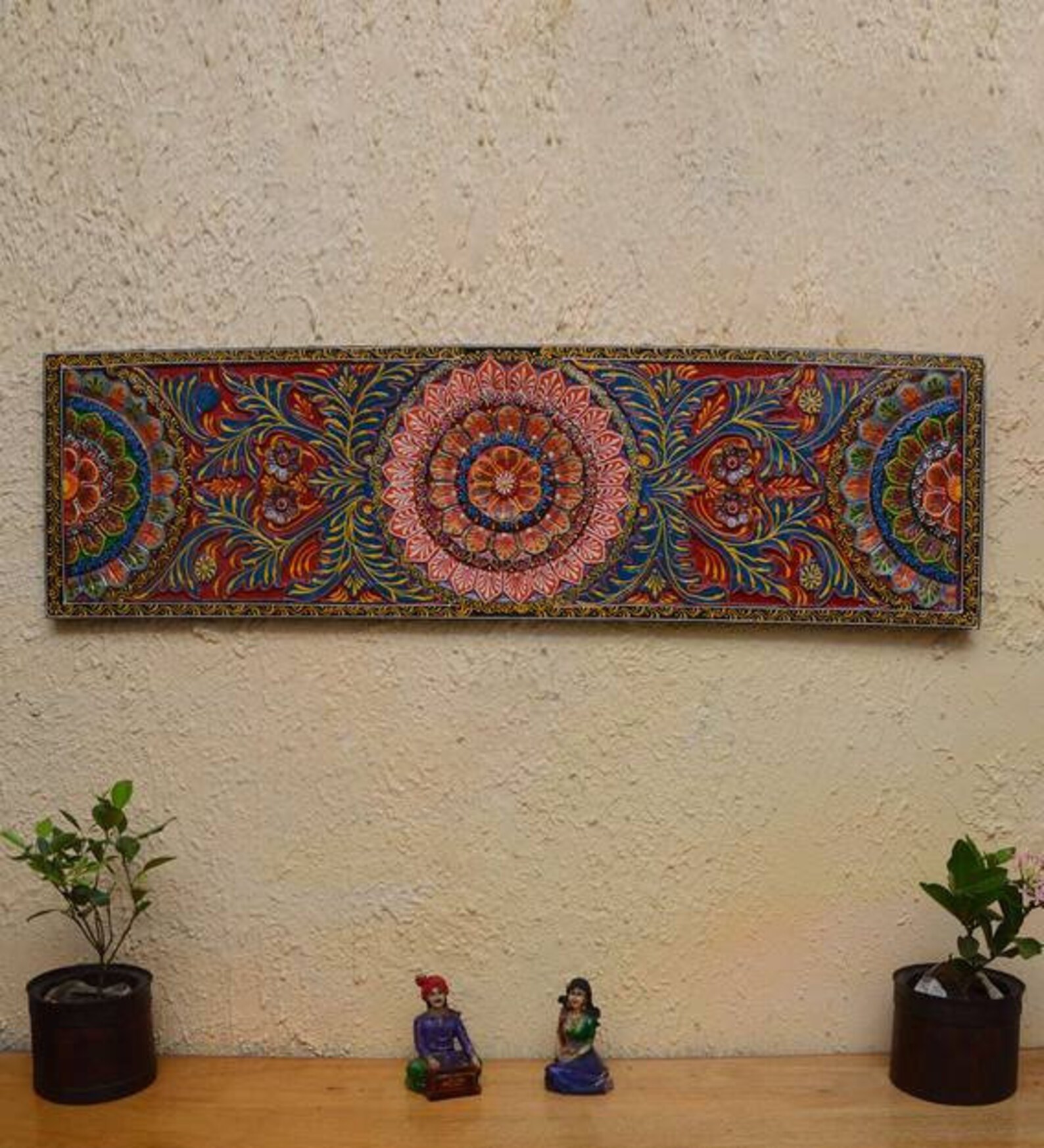 Indian Wood Wall Panel/antique Finish Painted Panel/ethnic Bed - Etsy