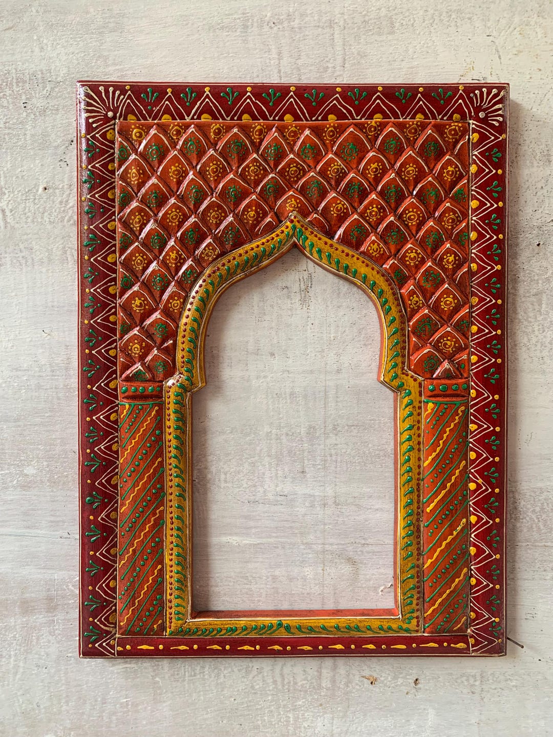 Wall Hanging Indian Mehrab Frame/decorative Jharokha Hand-painted Wooden Jharokha/traditional ...