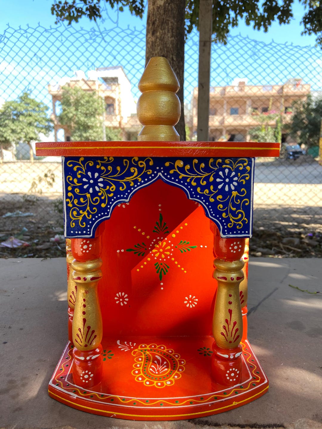 Divine Heritage Antique Finish Wood Mandir/embossed Painted Wall Shrine ...