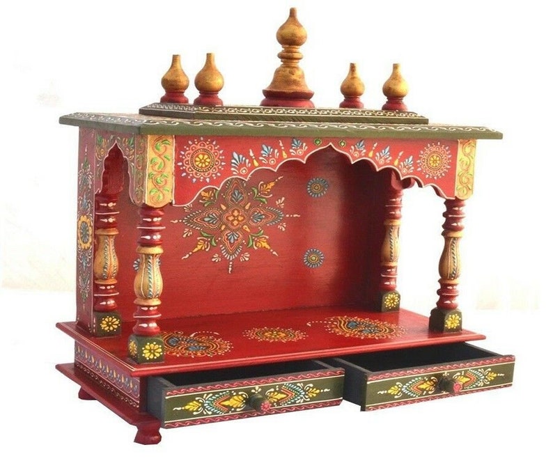 Handcrafted Wooden Pooja Temple: Wall Hanging God Mandap - Etsy