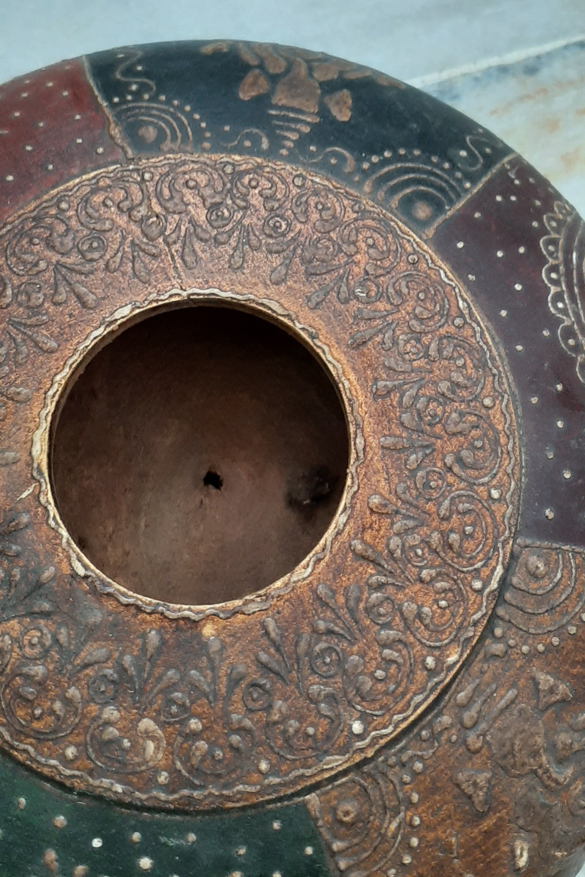 Vintage Wooden Painted Opium Box/hand Carved Round | Etsy