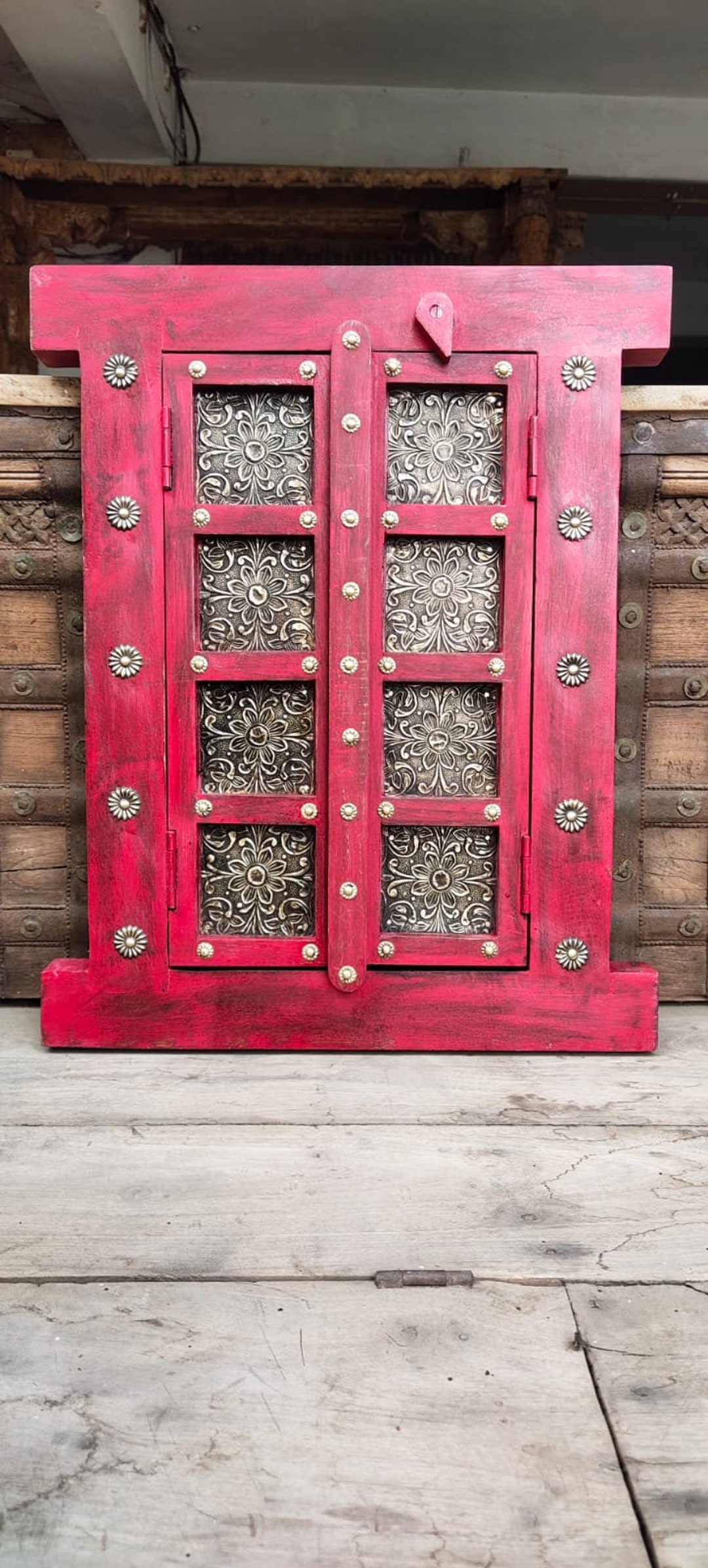 Hanging Wooden Frame/brass Fitted Jharokha/a Window to Tradition/indian ...