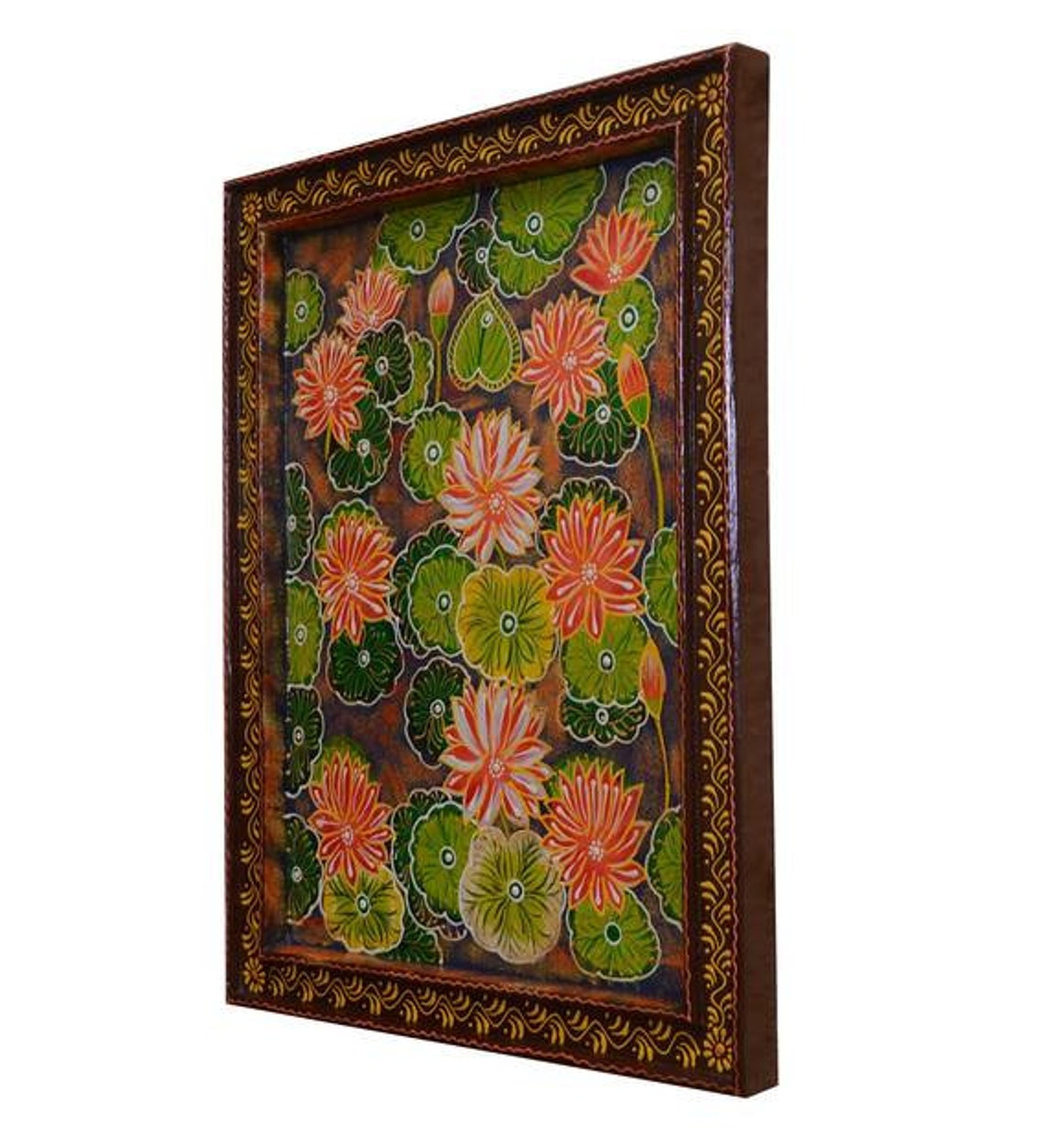 Wooden Panel Hand Painted Flower Embossed Work Wall Decor - Etsy