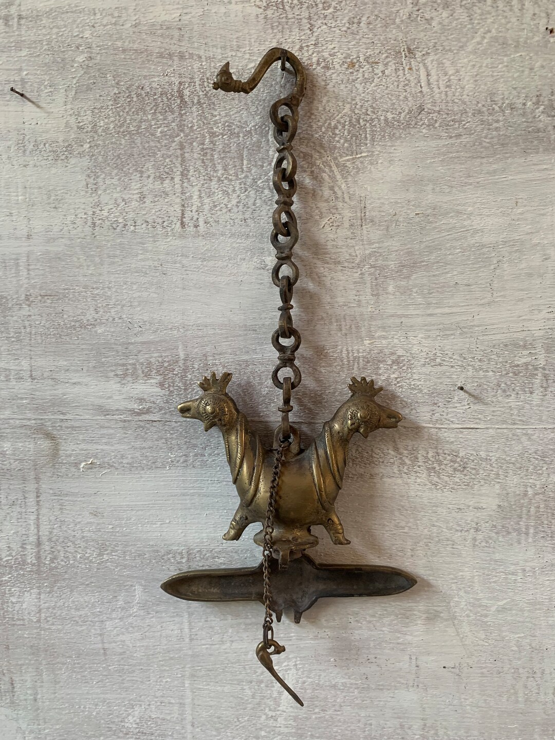 Vintage Brass Hanging Oil Lamp, Lord Head Statue Wall Decor - Etsy