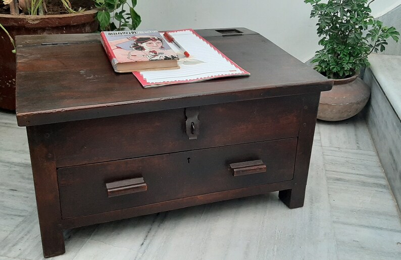 Antique Wooden Writing Desk/handmade Desk With Drawer/wooden - Etsy