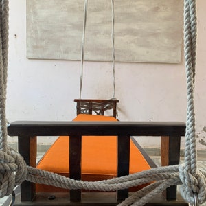 Handmade Mango Wood Swing: Indoor/outdoor Rope Jhula With Cushion - Etsy
