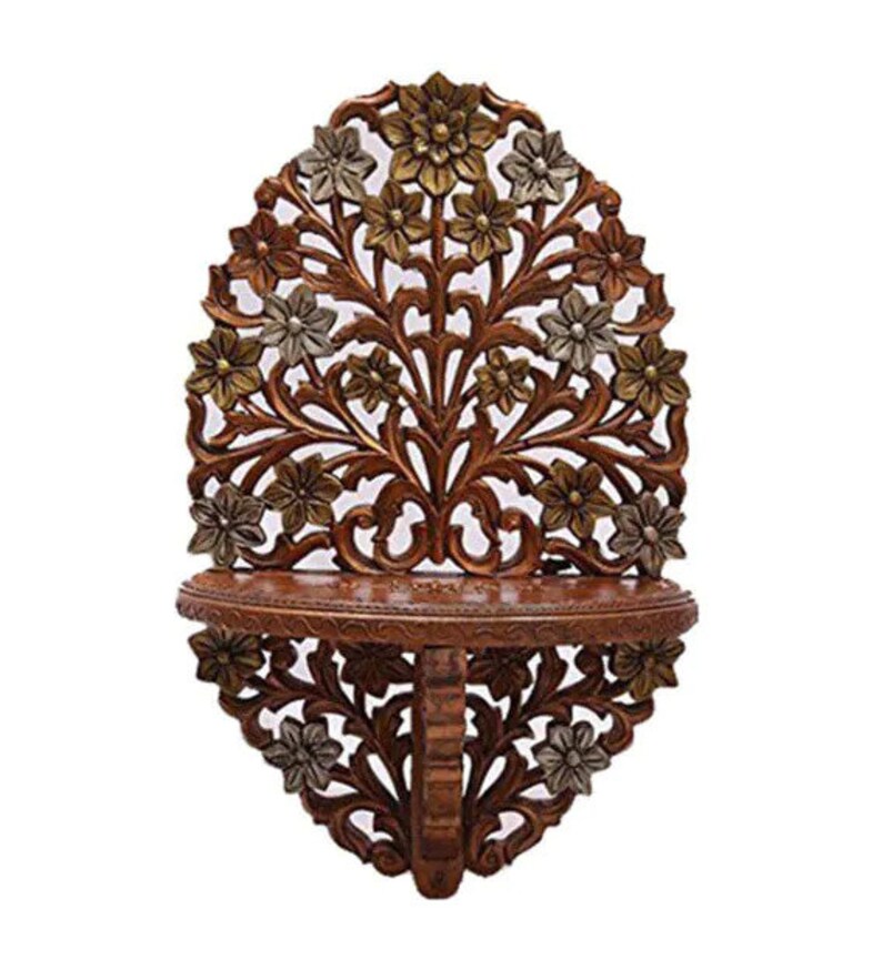 Wooden Hand Painted and Carved Wall Shelfgod Temple for Pooja - Etsy