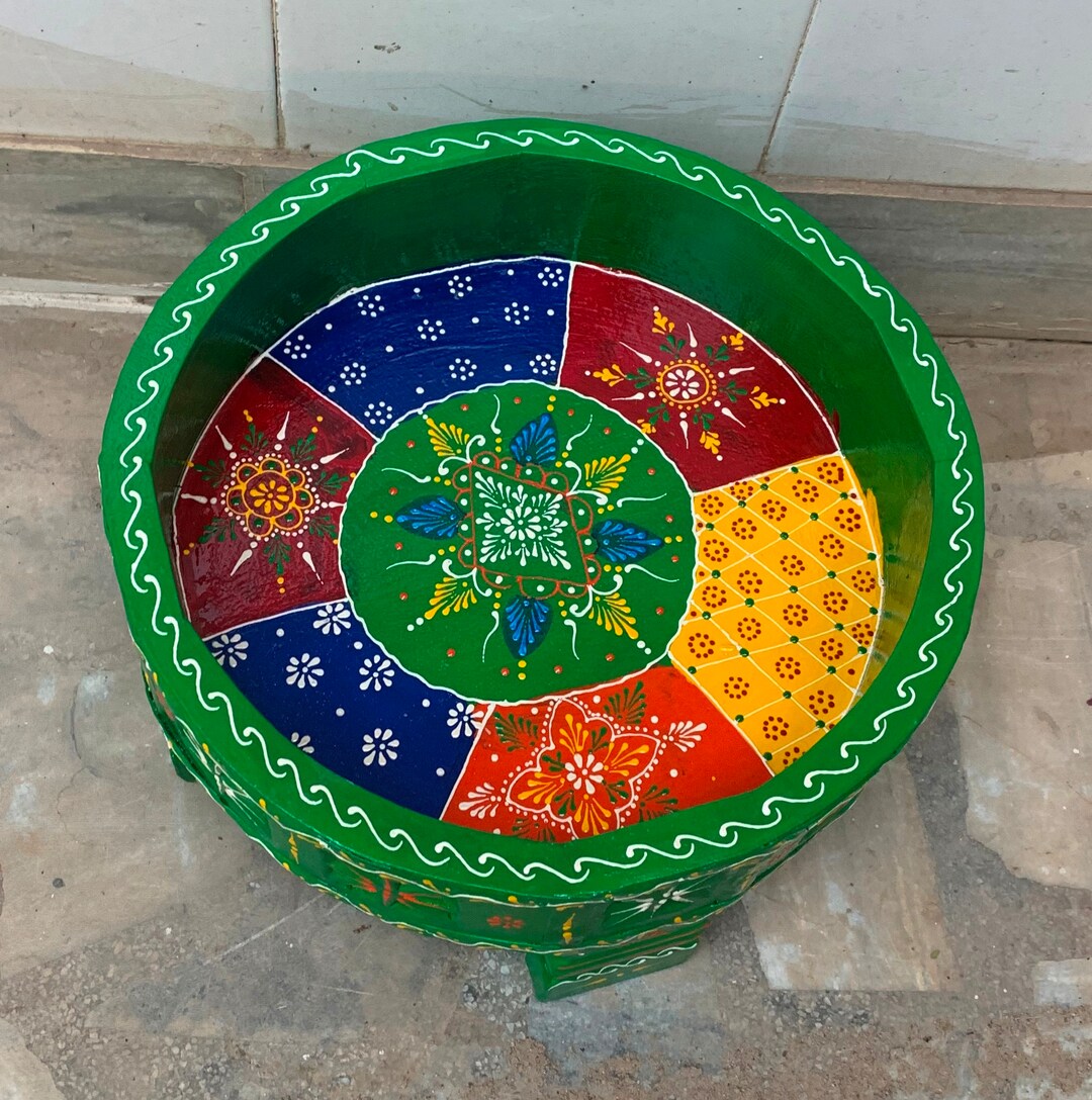 Hand Wooden Chakki Table/painted Wooden Grinding - Etsy