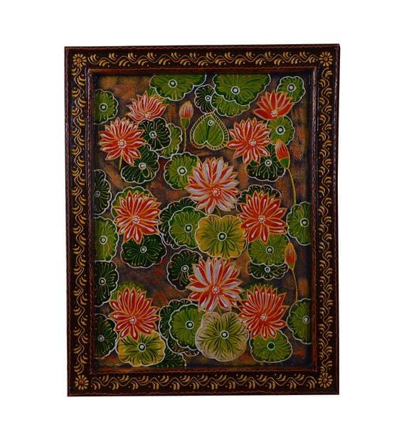Wooden Panel Hand Painted Flower Embossed Work Wall Decor - Etsy