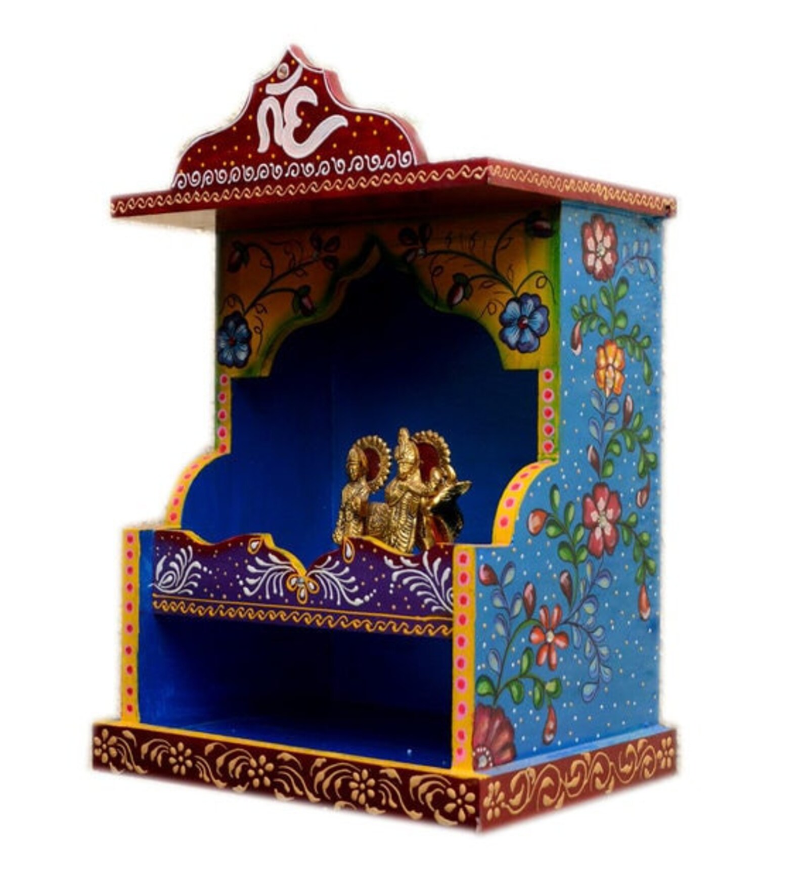 Wooden Blue Temple Handcrafted Hindu Mandir/handcrafted Hindu - Etsy