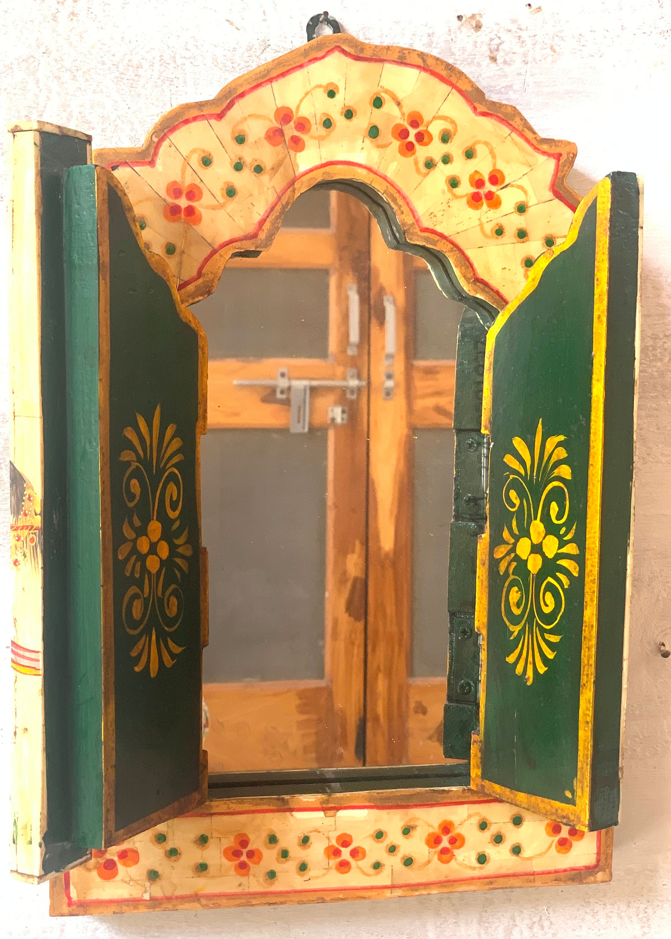 Handmade Carved Wooden Inlay Window: Painted Indian King Decor - Etsy