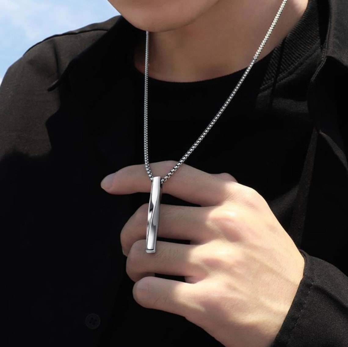 Twisted Rectangle Pendant Necklace for Men Trendy Simple - Etsy UK