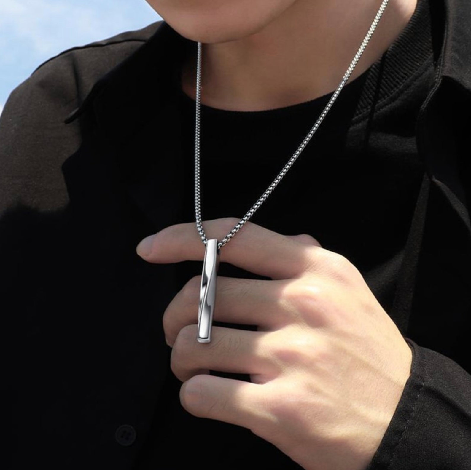 Twisted Rectangle Pendant Necklace for Men Trendy Simple - Etsy UK