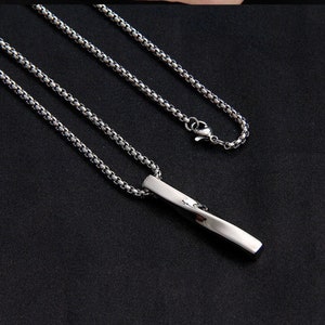 Twisted Rectangle Pendant Necklace for Men, Trendy Simple Stainless ...