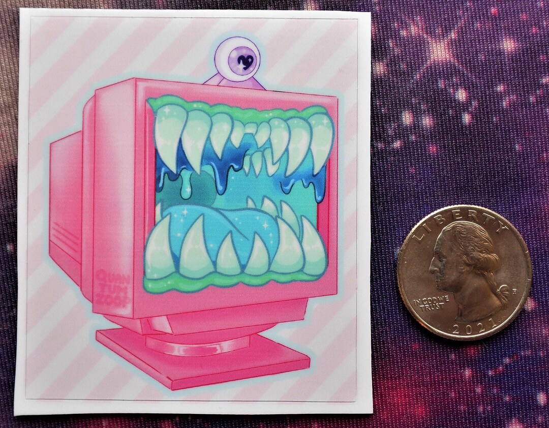 Cute Mimic Monster Computer Monitor Sticker Glossy - Etsy