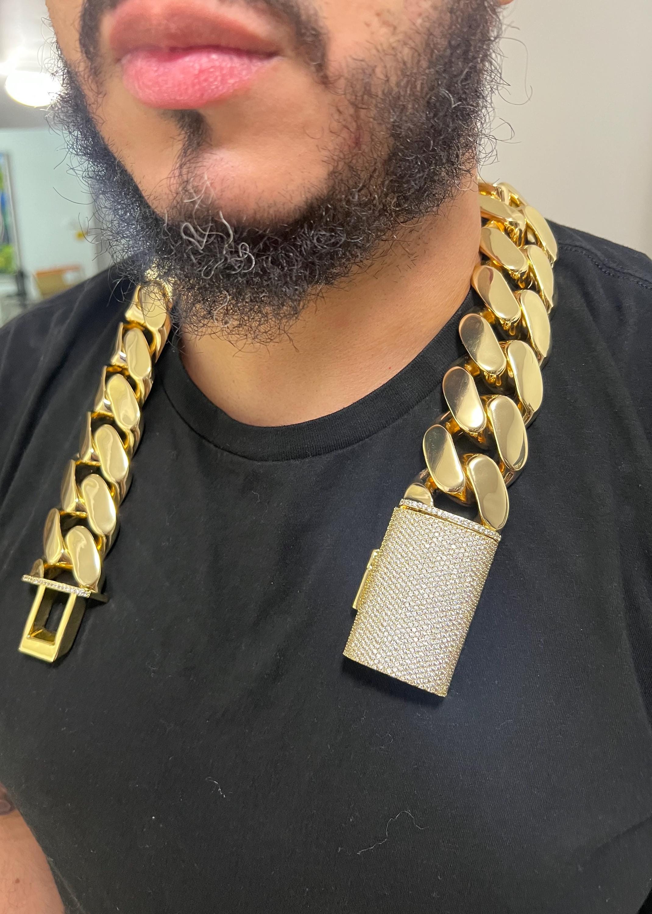 14k Gold Bonded Super Heavy and High Quality 40mm Big Boy Neck 1620 ...