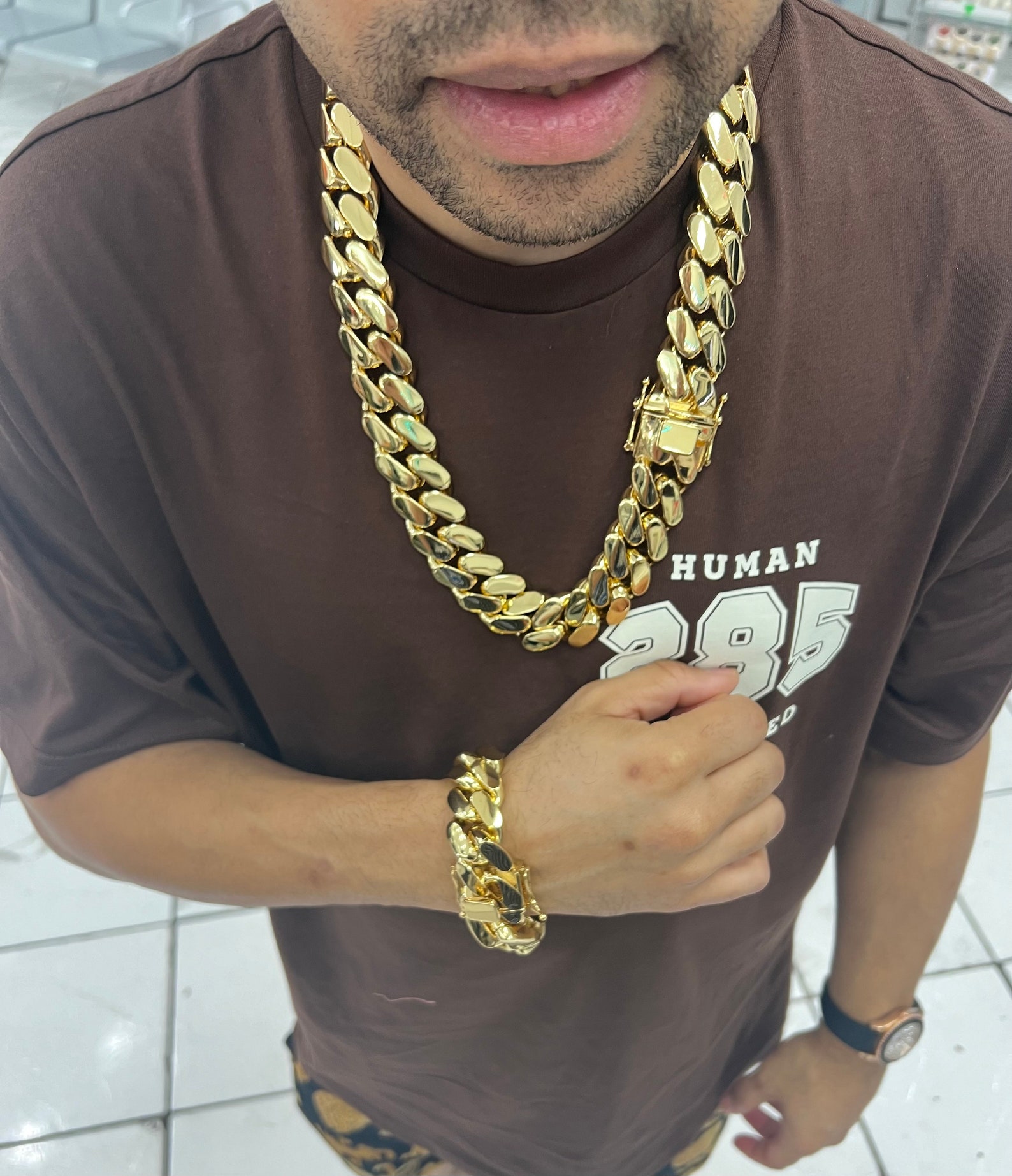 14k Gold Bonded High Quality Cuban Chain and Bracelet Set - Etsy Canada