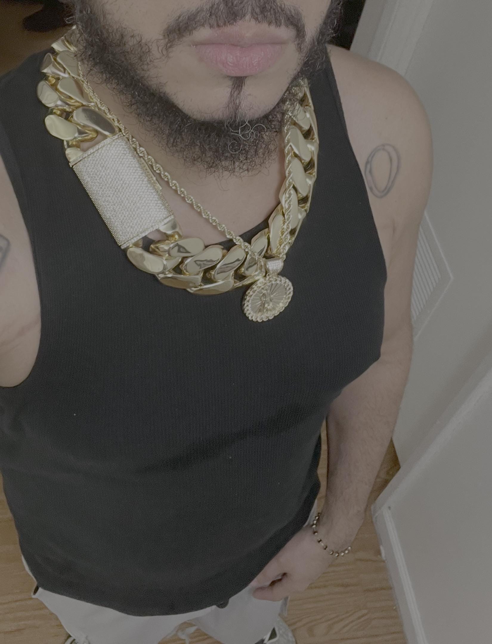 14k Gold Bonded Super Heavy and High Quality 40mm Big Boy Neck 1620 ...