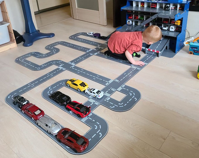 Wooden Toy Car Track Set With Bridge: Fun Toy Road Puzzle - Etsy