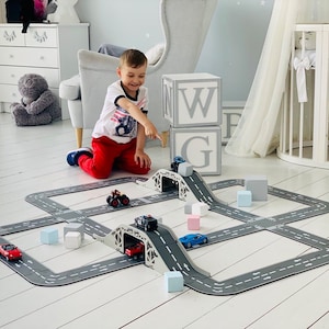 Toy Car Adventure Set: Interlocking Puzzle Roads, Garages, and Bridges ...