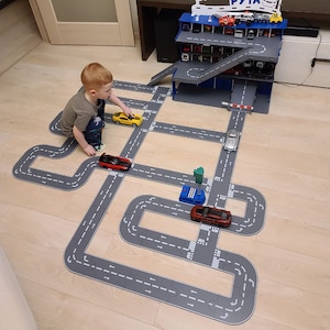 Wooden Toy Car Track Set With Bridge: Fun Toy Road Puzzle - Etsy