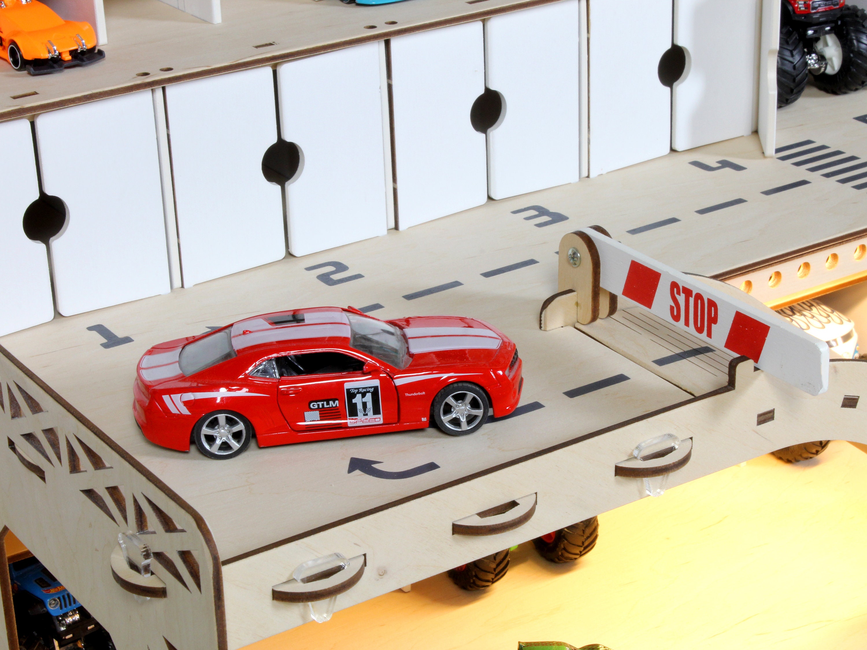 Wooden Toy Car Garage Organizer: 1/64 Scale Display Shelf With Ramp - Etsy