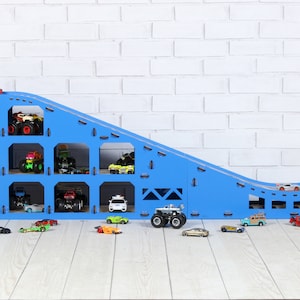 Wooden Toy Car Ramp With Jumping Action & Storage - Personalized ...