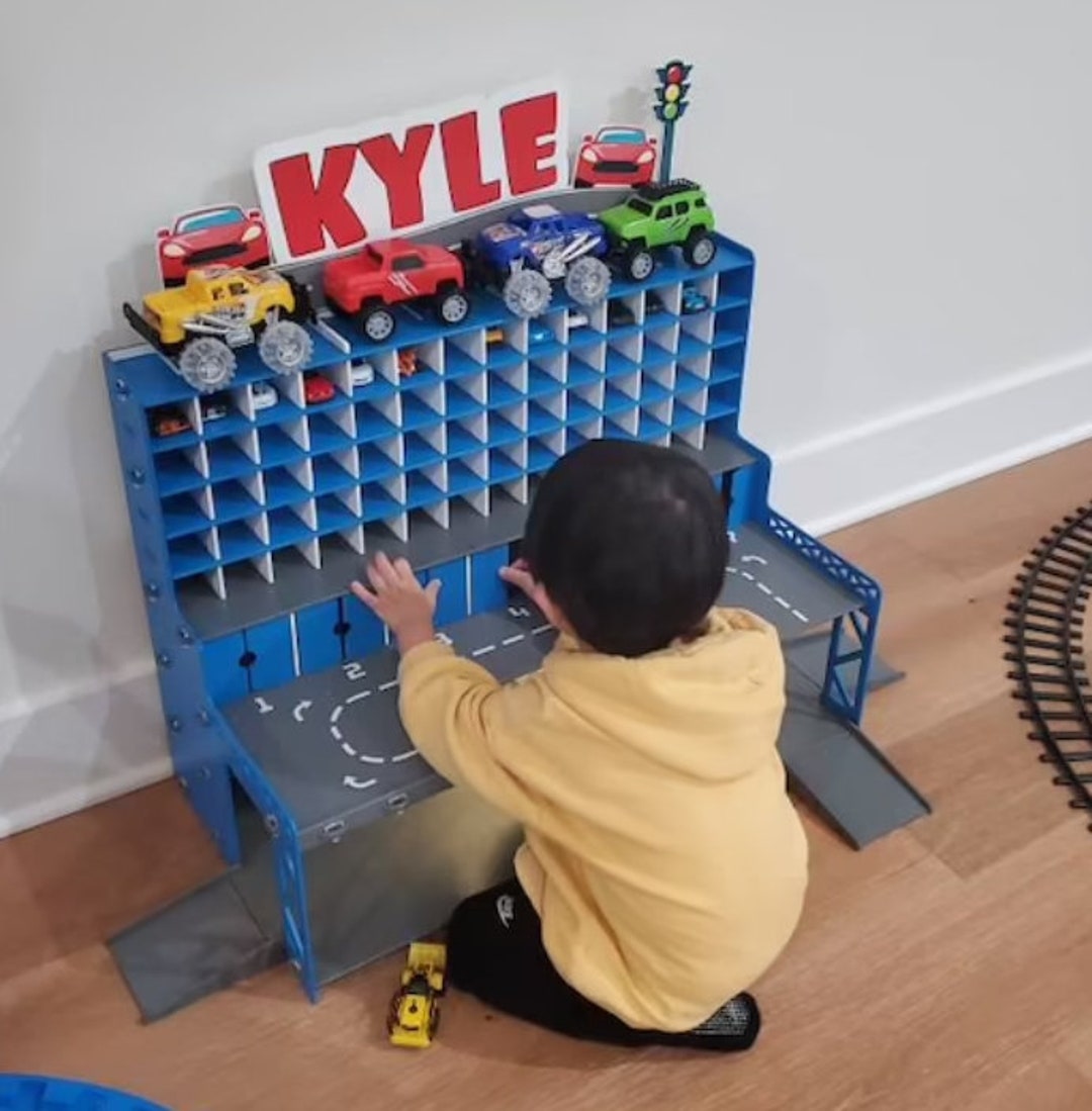 Personalized Wooden Toy Car Garage With Ramps, LED Lights - Etsy
