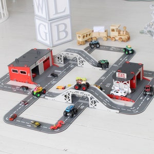 Toy Car Adventure Set: Interlocking Puzzle Roads, Garages, and Bridges ...
