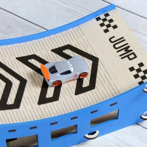 Wooden Toy Car Ramp With Jumping Action & Storage - Personalized ...