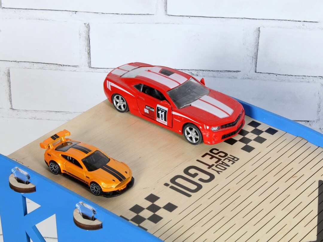 Wooden Toy Car Ramp With Jumping Action & Storage - Personalized ...
