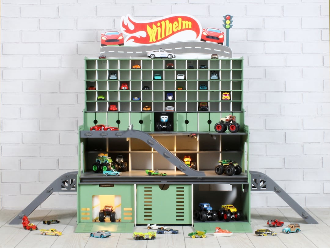 Toy Garage for 1/64 and 1/32 Scale Toy Cars, Personalized Toddler Boy ...