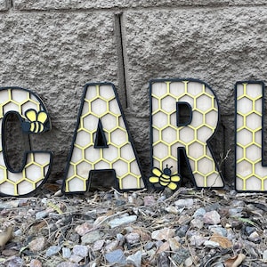 CUSTOM Bee Nursery Letters; Wooden 3D Letters; Letter Wall Decor; Name ...