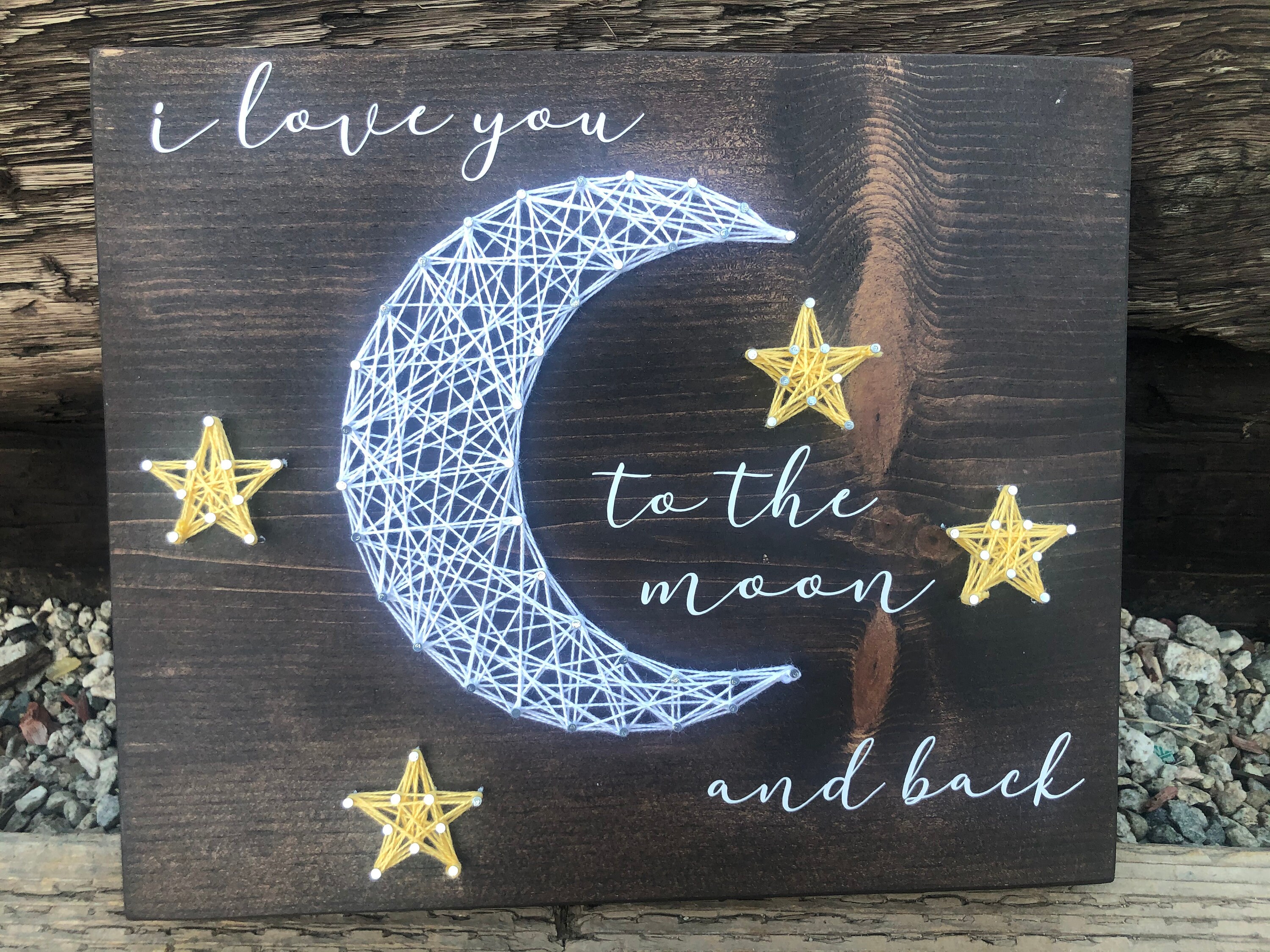 CUSTOM/PERSONALIZED Moon and Stars String Art I Love You to - Etsy