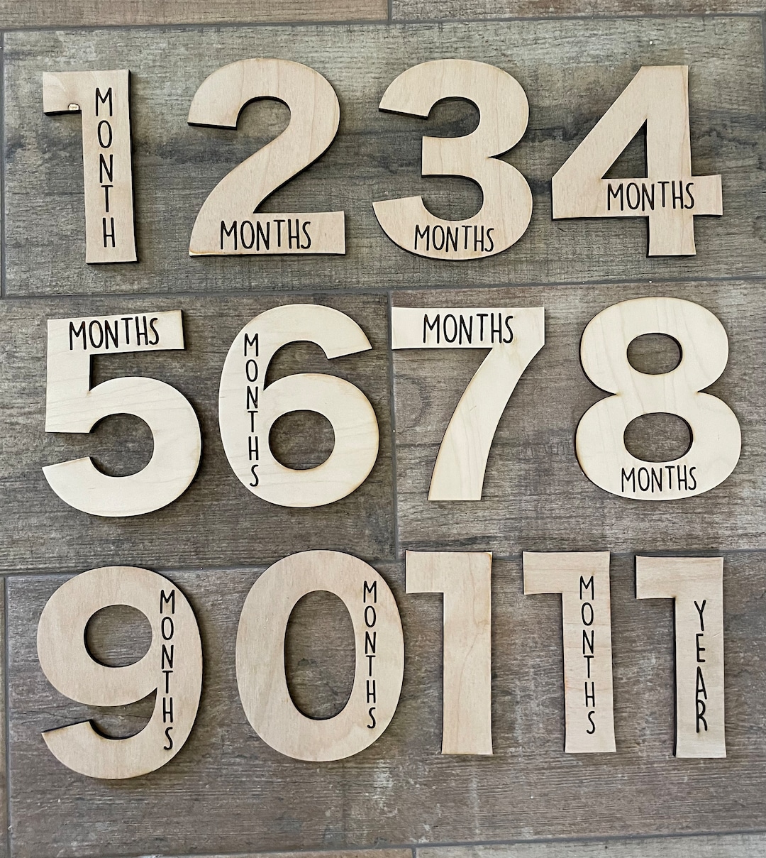 Baby Milestone Cards; Milestone Numbers; Monthly Baby Photo Prop; Wood ...
