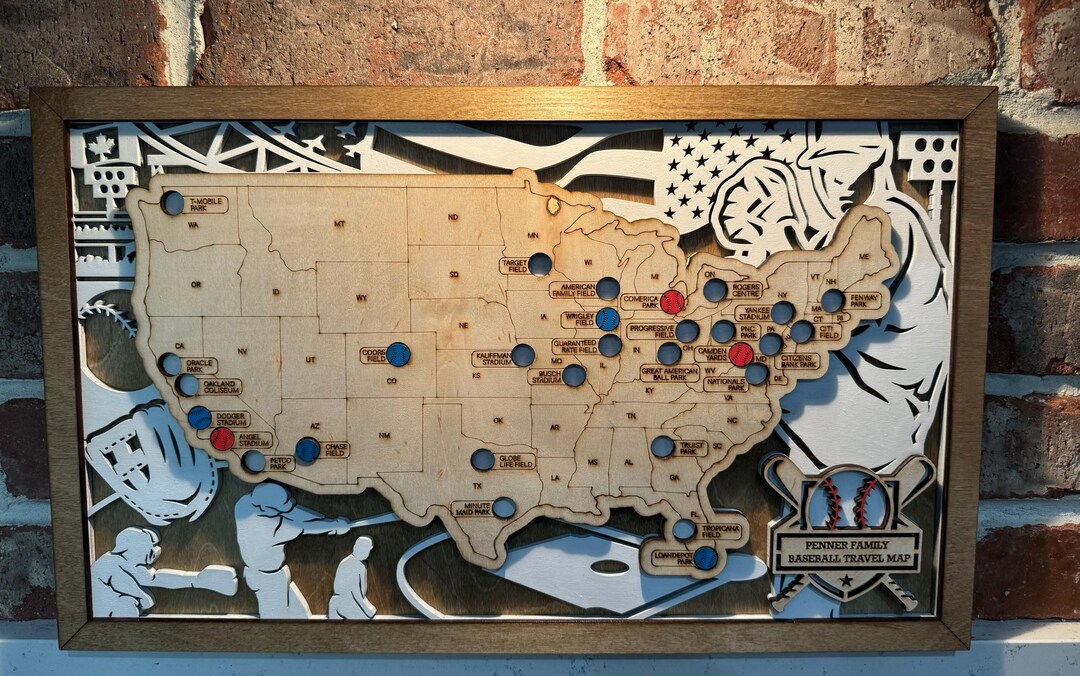 Custom Baseball Stadium Tracker Map; MLB Stadiums; Gift for Baseball ...