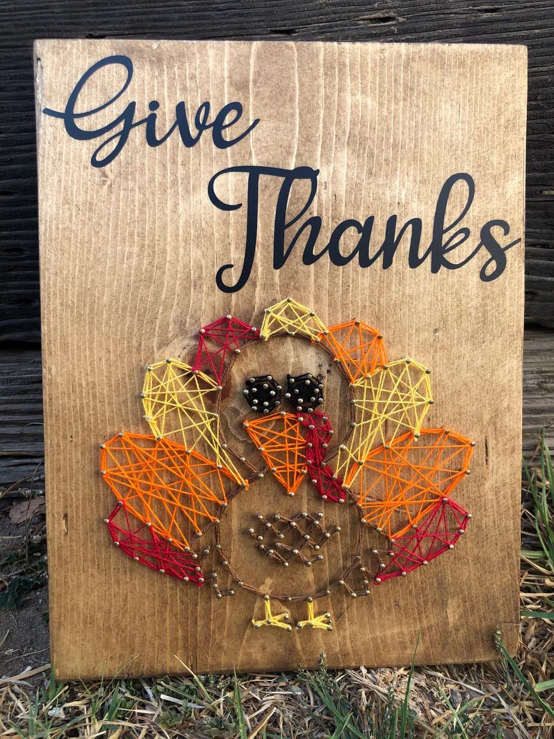 CUSTOM/PERSONALIZED Turkey Sign; String Art; Fall Decor; Give Thanks ...