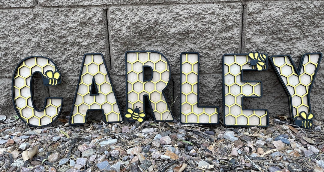 CUSTOM Bee Nursery Letters; Wooden 3D Letters; Letter Wall Decor; Name ...