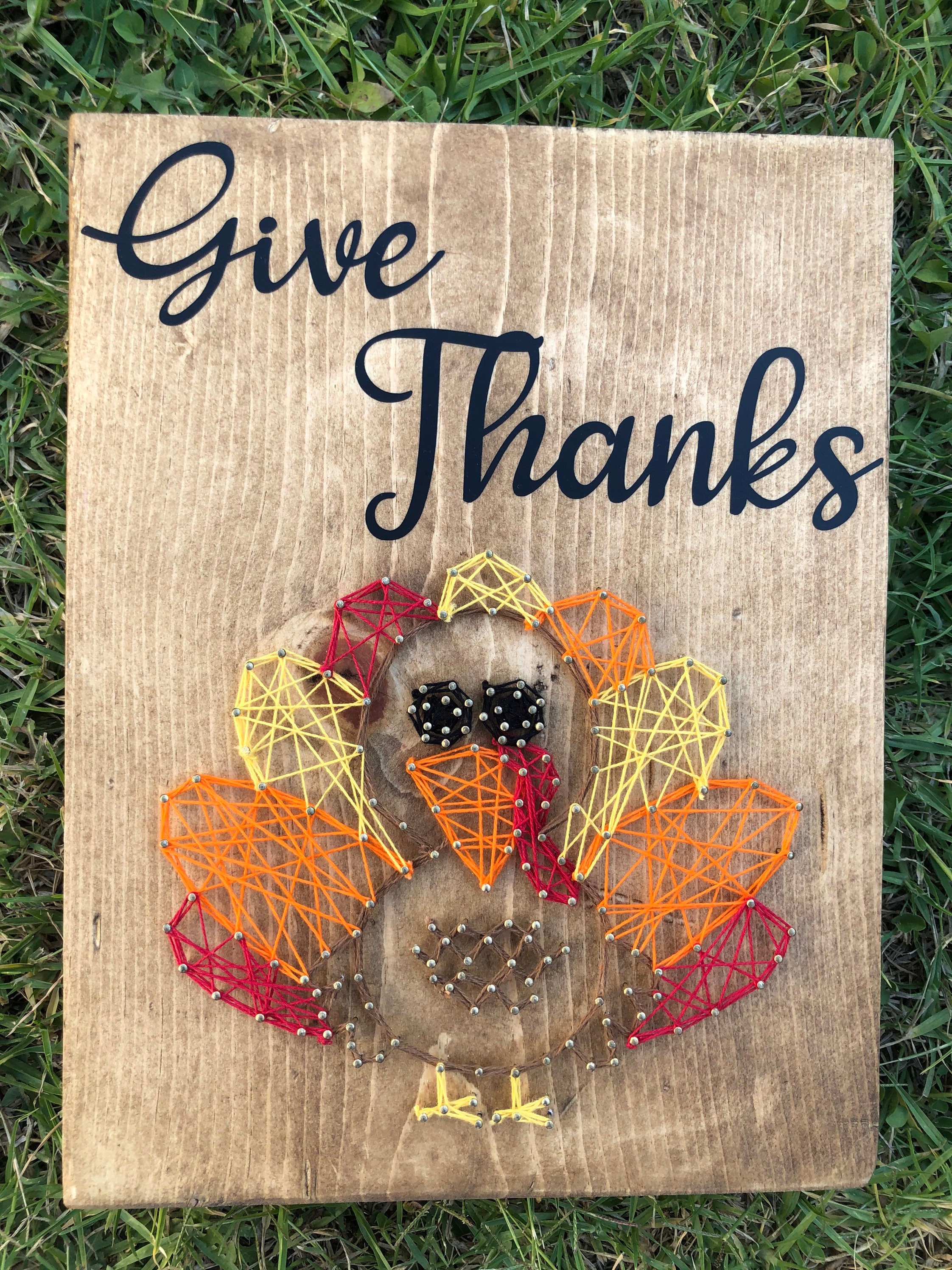 CUSTOM/PERSONALIZED Turkey Sign; String Art; Fall Decor; Give Thanks ...