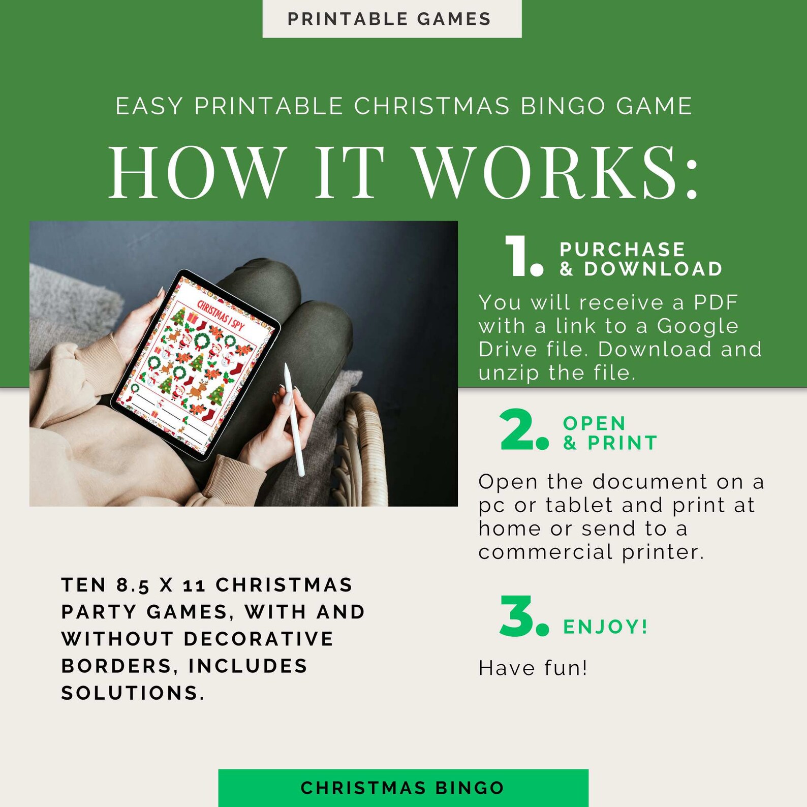 Christmas Bingo Game | Printable Christmas Bingo | Printable Holiday ...