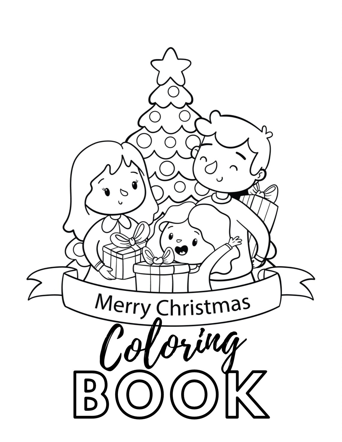 Merry Christmas Printable Coloring Book 30 Pages for Children - Etsy