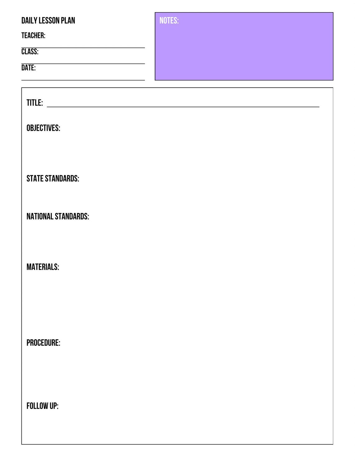 Teacher Lesson Plan Template Edit in Canva - Etsy