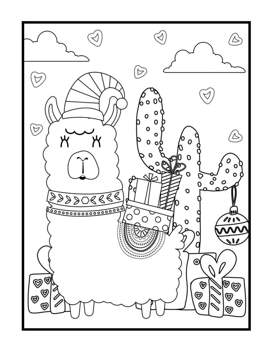 Merry Christmas BIG Printable Coloring Book 40 Pages for Children - Etsy