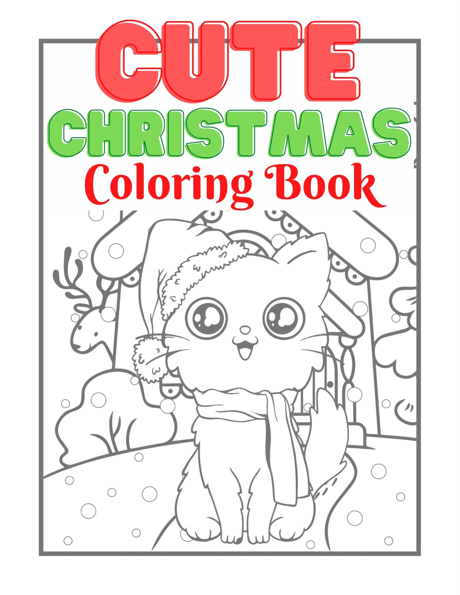 Cute Christmas Printable Coloring Book 40 Pages for Children - Etsy