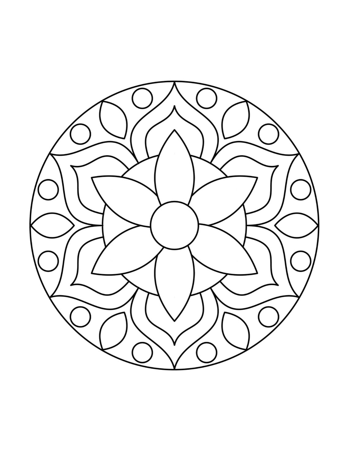 EASY Mandala Printable Coloring Book for Beginners or Children 40 Pages ...